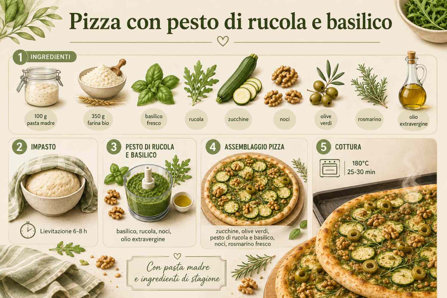 Pestopizza met rucola en basilicum en zuurdesem: het recept met ...